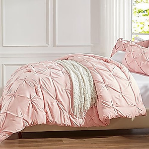 NexHome Twin Comforter Set Pintuck Pink Comforter Set Soft Pinch Pleat Microfiber Lightweight Down Alternative All Season 2 Pieces Bedding Comforters & Sets（1 Comforter 1 Pillow sham）
