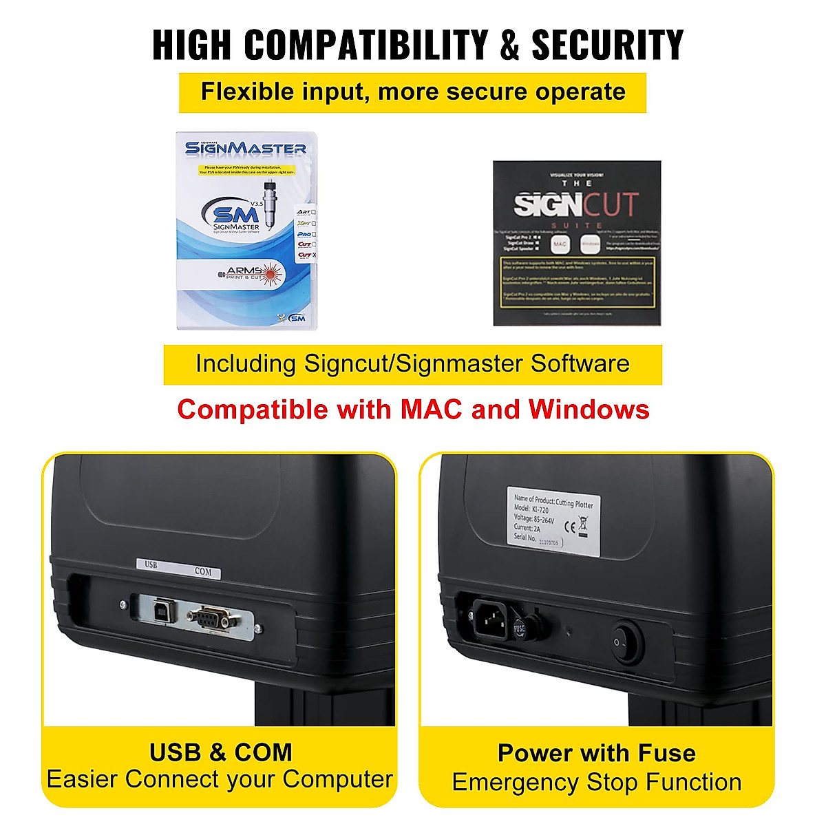 VEVOR Vinyl Cutter Machine, 34in / 870mm, LED Plotter Printer, Precise Manual Positioning, Softwares Support MAC and Windows Systems, Adjustable Force and Speed, Floor Stand for Making Sign Label