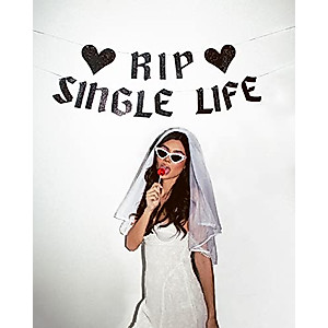 xo, Fetti RIP Single Life Glitter Banner - Black, 5 Ft. | Bachelorette Party Decorations, Fun Bach Backdrop, Bride or Die, Gag Gift
