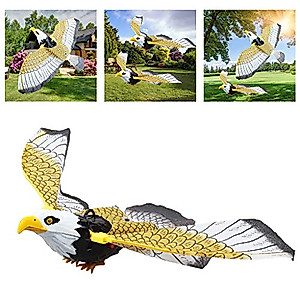 Hibye Hanging Flying Bird Luminous Eagle with Music Repellent Bird Scarer Garden Decoration Portable Household Gardening