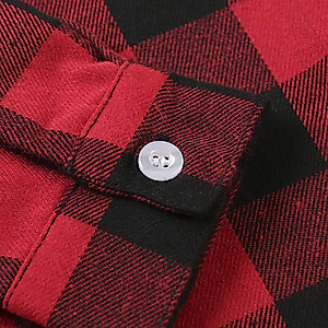 Boys Flannel Shirt Toddler Buffalo Plaid Shirt Long Sleeve Button Down Shirts Kids Casual Tops G001 Red Black Tag 160CM - 9-10 Years