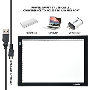 AGPtek New A4 LED Artcraft Tracing Light Pad Extra Large Active Area Ultra-Thin Stepless Brightness Control Tatoo Pad Animation, Sketching, Designing, X-ray Viewing W/USB Adapter (PSE Approval)