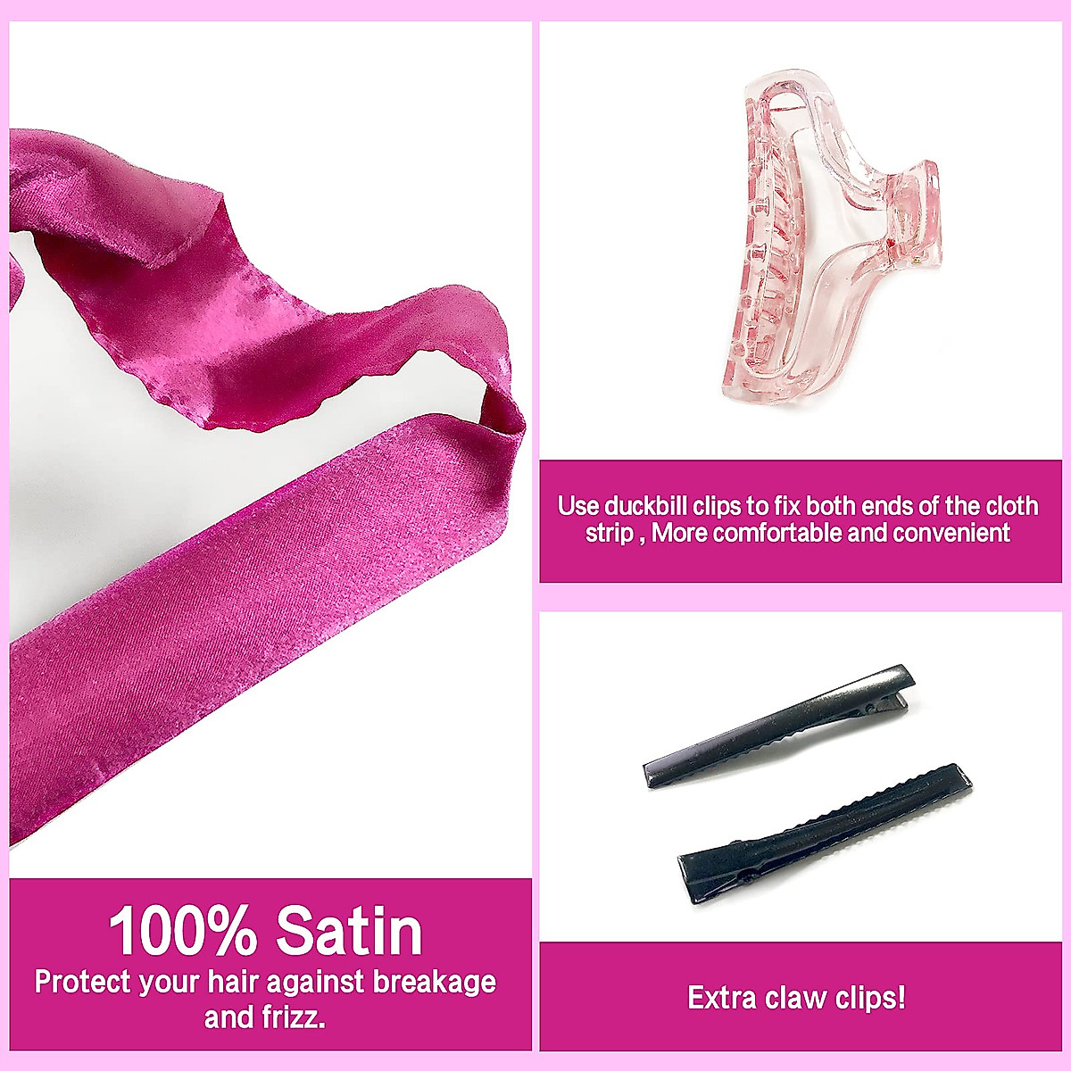 Heatless Hair Curlers Tik Tok Hair Rollers for Long & Short Hair No Heat Curling Rod Headband Silk Curls Sleep in Overnight, Soft Rubber Rollers with Hair Clips & Scrunchie DIY Hair Styling Tools Kit