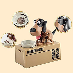 Stealing Coin Bank, Money Box - Piggy Bank- Cute Dogs Steals Coins Like Magic Coin Automatic Stealing Coin Bank Husky Coin Bank Kids Toy Bank Doggy Puppy Piggy Bank (White)