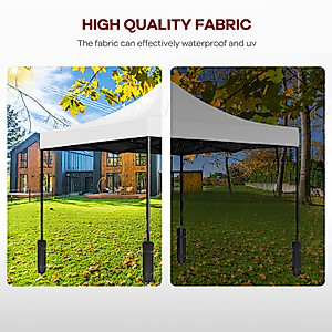 10x10 Pop Up Canopy,Outdoor Canopy Tent Camping Sun Shelter-Series Folding Party Tent with 1 Carrying Bag,4 Weight Bags,White