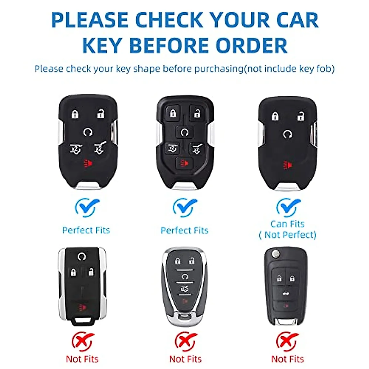 Jimtyee for GMC Key Fob Cover with Leather Lanyard Keychain Key Fob Case Shell Protection for Chevy Silverado Tahoe Suburban GMC Sierra Yukon Smart Remote Key Protector(White)