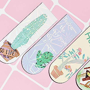 30 Pieces Cute Magnetic Bookmarks for Women/Men, Dual Sided Rainbow Film Laminated Book Markers for Girls, Funny Magnetic Bookmarks for Kids, Book Marks Bulk Page Clip Reading Giveaways (Cactus Plant)