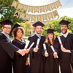 Jute Burlap Adventure Awaits Banner Graduation Party Retirement Party Bon Voyage Party Baby Shower Decoration