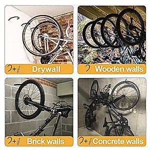 KURUI Bike Hooks for Garage Wall, 6 Pack Heavy Duty Bicycle Hangers for Hanging with PVC Coating, Wall Mount Bicycle Storage for Ceilings, Space Saving Utility Organizer for Basement Warehouse