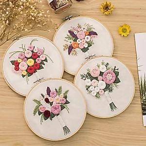 Expression Tees Embroidery Kit for Beginners & Adults - Easy Hand Embroidery Set with Cross Stitch Kits, Beginner Friendly DIY Craft, All-Inclusive Starter Kit Floral Bouquet Designs (#8 Bouquet)
