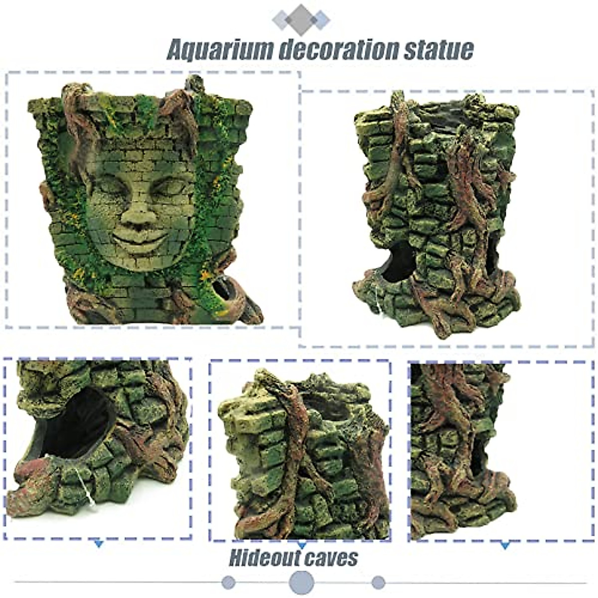 Tfwadmx Aquarium Decoration Statue Fish Tank Ancient Roman Ruins Ornament Cave Hideout for Fighting Fish, Hermit Crabs, Crayfish, SuckerFish, Guppy