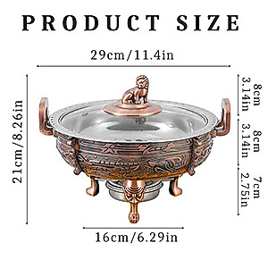 26cm Chafing Dishes & Food Warmers, Round Chafer Catering Buffet Tray Server Set with Food Pan and Fuel Holders, for Caterings Parties Daily Use,Red Bronze