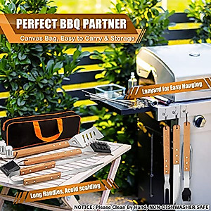 Joyfair 16Pcs BBQ Grill Accessories Set, Outdoor Barbecue Grilling Tool Kit for Camping Backyard, Including Spatula Turner Fork Knife Cleaning Brush Portable Bag, Heavy Duty & Long Handle
