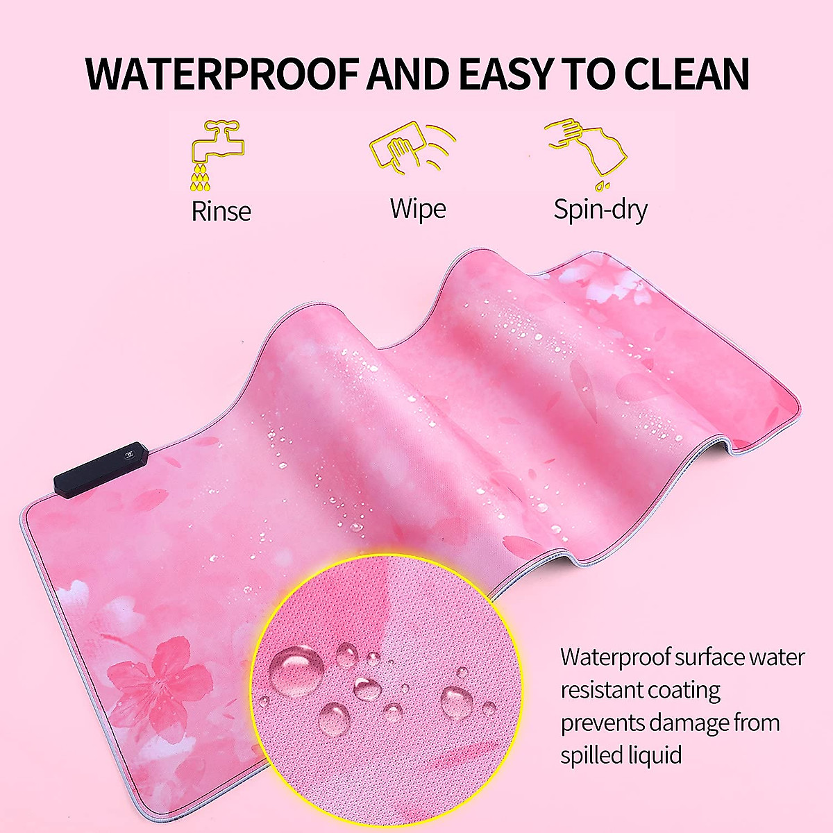 RGB Gaming Mouse Pad, Large Led Mouse Pad with 12 Lighting Modes, Gaming Keyboard Non-Slip Rubber Base PC Gaming Desk Pad,High-Performance Pad Optimized for Gamer,31.5x11.8 inch (Pink)