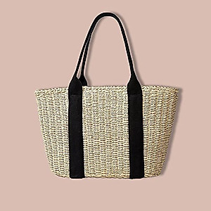 Summer Beach Vacation Large Tote Bag Handmade Woven Shoulder Bags Straw Handbag for Women