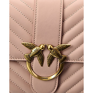 Pinko Love Classic Icon V Leather Shoulder Bag, Blue