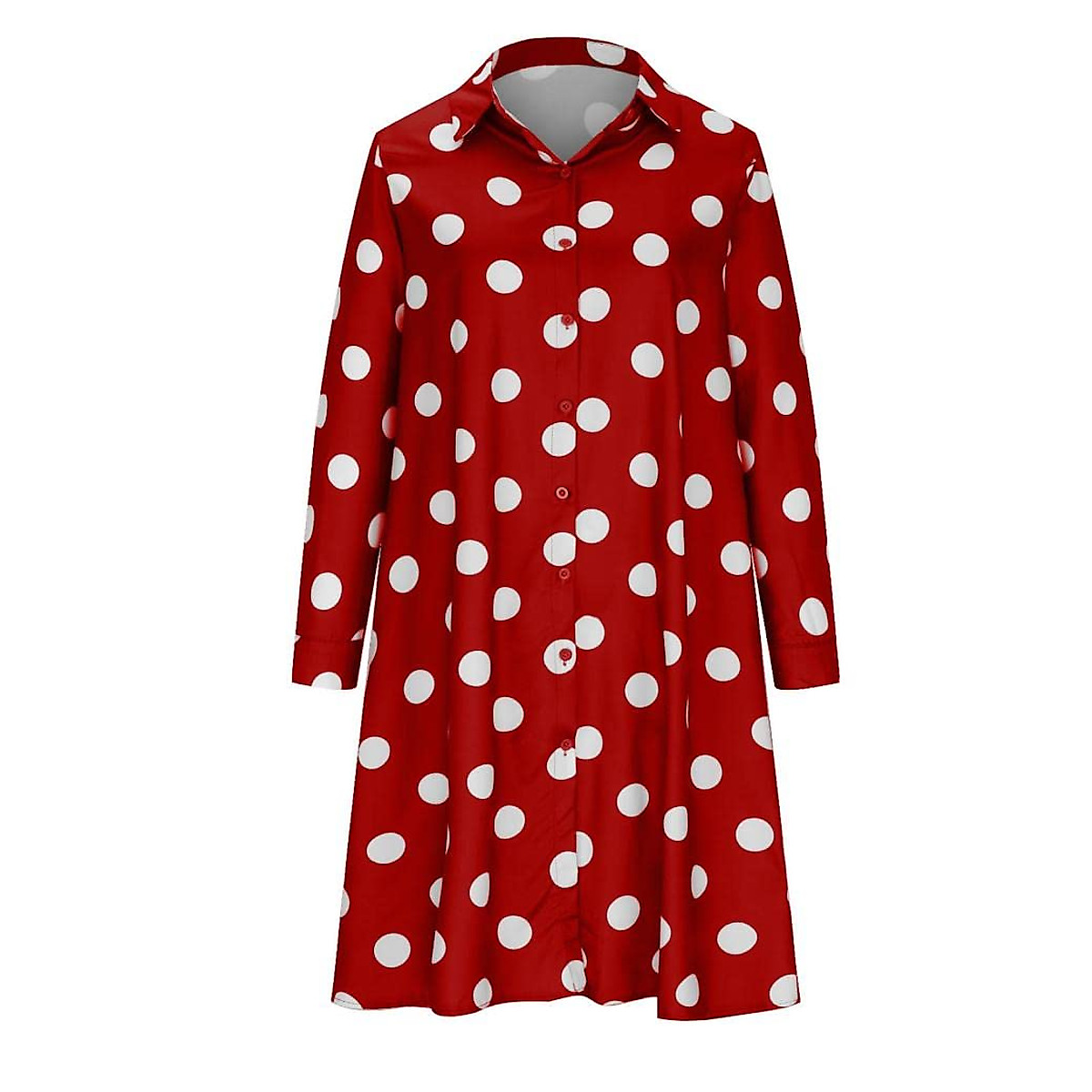 Ceboyel Womens Polka Dots Midi Dress Knee Length Half Sleeve Dresses Casual Loose Shirt Dress Dressy Trendy Summer Outfits