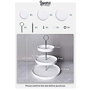 Sweese 734.101 3-Tier Porcelain Cupcake Stand, Tiered Dessert Stand, Cake Stand - White Porcelain Round Plates for Tea Party Wedding Baby Shower Buffet Server