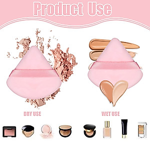 Pimoys 6 Pieces Powder Puff Face Makeup Sponge Soft Velour Triangle Powder Puffs for Loose Powder Setting Powder Cosmetic Foundation Beauty Sponge, Stocking Stuffers Gift for Women (Black, Pink)