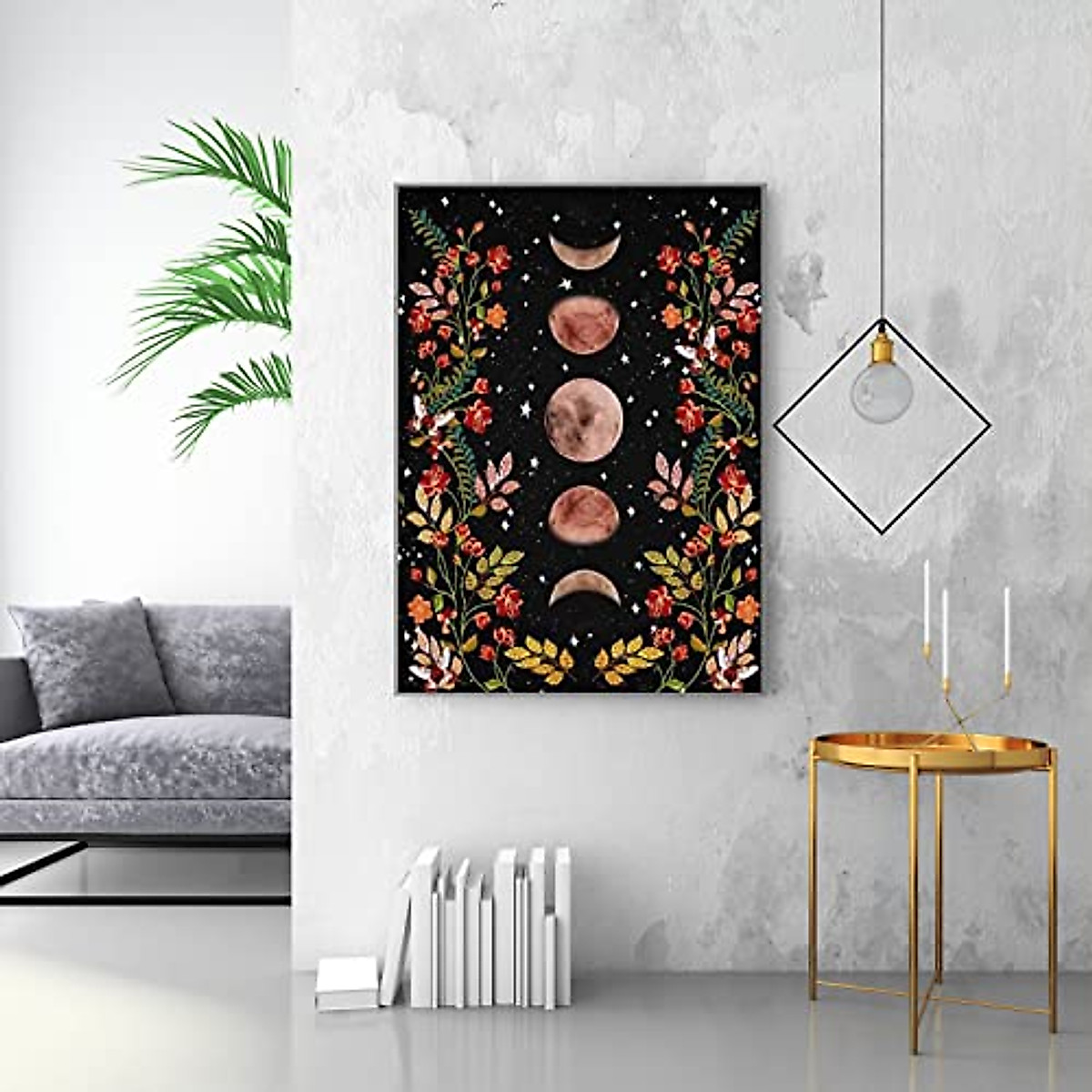 Diamond Painting Kits for Adults and Kids,The Moon and Flowers Under The Stars 5D DIY Diamond Painting 12x16Inch