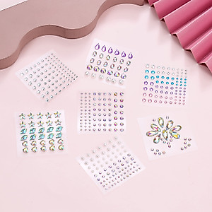 PLOMFOV Face Jewels for Glitter Makeup for Women Face Gems Stick On Rhinestones for Eyes Self-Adhesive Rhinestone Sticker Makeup Rhinestones for Makeup Face Gems Set A