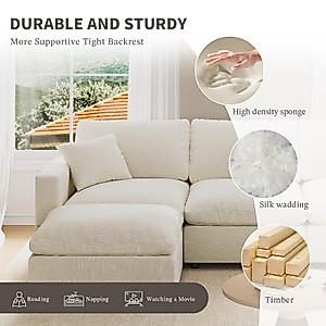 Modular Sectional Sofa Couch, Cloud Modular Couch with Ottoman, L Shaped Convertible Couch Deep Seat Couches for Living Room/Apartment/Office, Down Filled Sofas, Detachable Cushion Covers