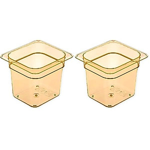 Carlisle FoodService Products 3088513 StorPlus High Heat Food Pan, 6" Deep, Sixth Size, Amber (Pack of 2)