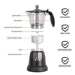 LAOION Cuban Coffee Maker, 6 Cup Electric Espresso Coffee Maker, 300ml Portable Cafeteras Electricas Modernas, Electric Moka Pot with Detachable Base & Overheat Protection, Coffee Gift for Home Travel