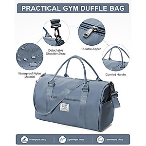 Gym Bag Womens Mens with Shoes Compartment and Wet Pocket Travel Duffel Bags for Women for Plane Sport Gym Tote Bag with Toiletry Bags Waterproof Weekend Overnight Carry on Bag Hospital Holdalls