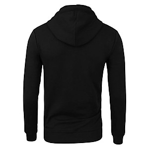 Maiyifu-GJ Men Full Zip Slim Fit Hoodies Casual Solid Gym Hooded Sweatshirt Long Sleeve Lightweight Hoodie With Kanga Pocket (Black,X-Large)