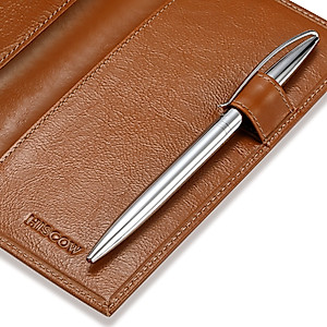 HISCOW Supple Leather Checkbook Cover with Free Divider - Italian Calfskin (Antiqued Brown)