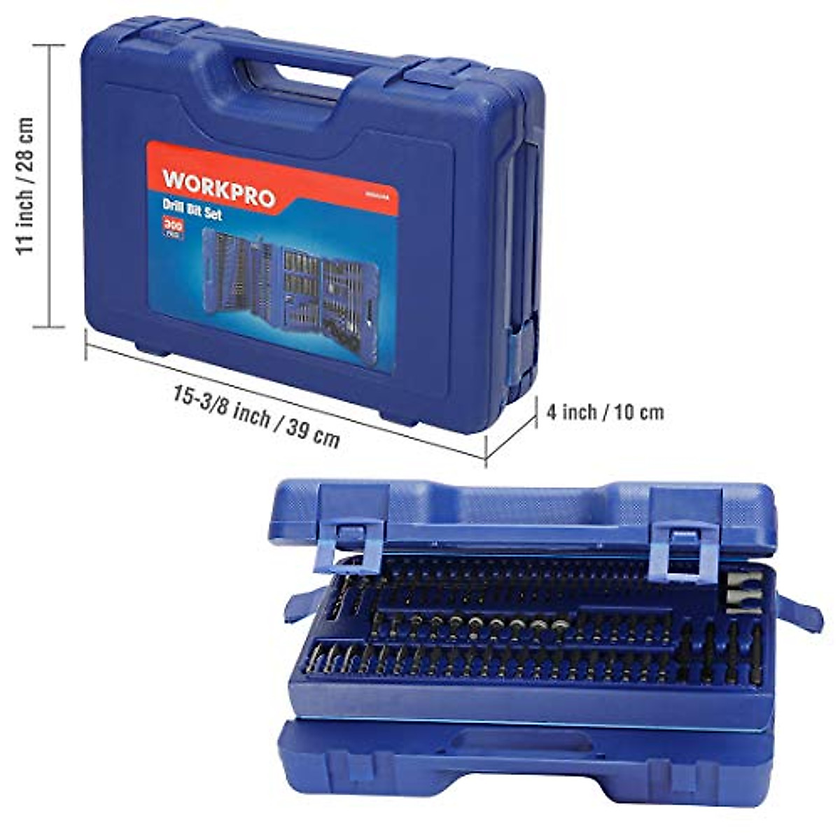 WORKPRO Drill Bit Set, 300-Piece Drill and Driver Accessory Set for Metal, Wood, Cement Concrete and Plastic with Storage Case, W004549A