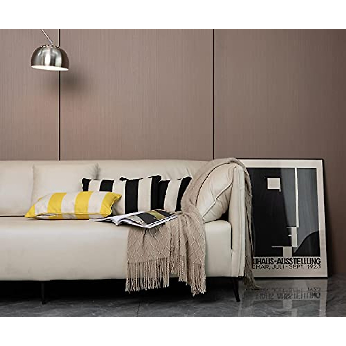 ABOUND LIFESTYLE Insert Included Outdoor Pillows Waterproof, Striped Outdoor Lumbar Pillow Set of 2, All-Season Cushions for Patio Furniture, Patio Furniture Pillows, Outdoor Throw Pillows (12”x20”)