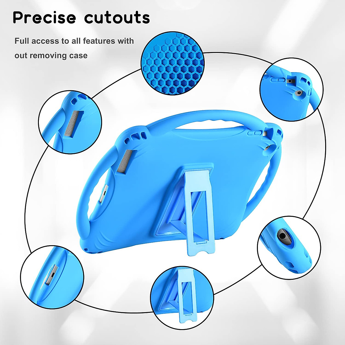 TopEsct Kids case for iPad 2nd/3rd/4th Generation, Comes with Tempered Glass Screen Protector and Strap (Blue)