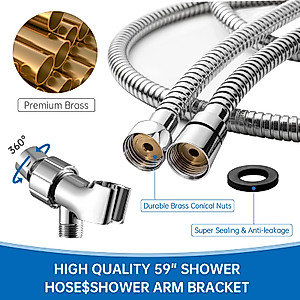 Hydro Jet High Pressure Shower Head Handheld Filtered Shower Head with Filter Beads Turbocharged Shower Head Kit with Replacement Hose/Bracket/Bead Filters and Bath Loofah-Blue