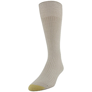 GOLDTOE Men's Stanton Crew Socks, Multipairs, Khaki/Loden (6-Pairs), Large