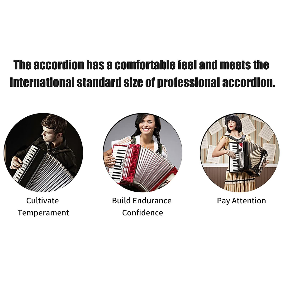Accordion 22 Key 8 Bass Piano Accordion Keyboard Instrument Adjustable Accordion Strap Pure Sound Keyboard Accordion for Performance Amateur Musicians and Professionals