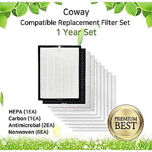 Coway AP-1005AH / AP-1004AH Air Purifier Filter Compatible Replacement 1 Year Set