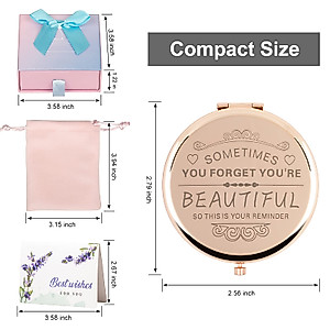 Birthday Gifts for Women－Compact makeup mirror,gifts for women, festival ,Valentine's Day,Christmas,Mother's Day, graduation party,the gift for mom,wife,sister,daughter,friend,classmate (Rose gold)