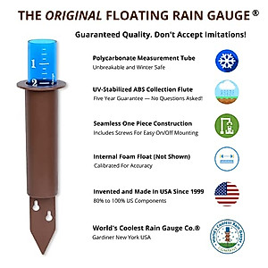 World's Coolest Rain Gauge, Mount, Plastic, Measure, Monitor, Conserve, Precipitation, Easy to Read, Deck, Patio, Garden, Lawn, Made in The USA