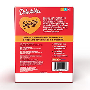 Delectables Squeeze Up Variety Pack, Creamy Squeezable Puree, Lickable Wet Cat Treats, Grain Free, No Added Fillers, No by-Products, No Added Preservatives, 0.5 Ounces Tube, 54 Tubes Total