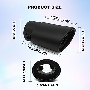 Stainless Steel Car Exhaust Tip, 2.5" to 3.3" Adjustable Car Decoration Chrome-Plated Finish Exhaust Tailpipe, Universal Car Exhaust Pipe Modification Tail Throat Tail Pipe (Black #Straight)
