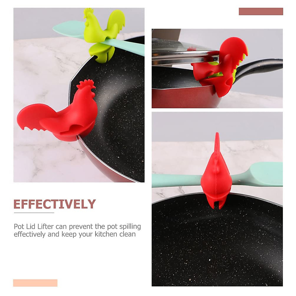 Tofficu 2pcs Anti-spill Pan Tongs Lid Holder for Pots Pot Side Spatula Support Rooster Spoon Holder Pot Fixed Clamp Kitchen Utensils Holder Crab Boil Pot Spoon Rest Multipurpose