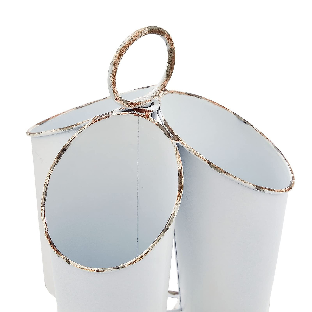 Rotating Kitchen Utensil Holder for Countertop with 3 Compartments, White Flatware Caddy (6 x 10 In)