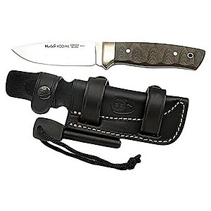 MUELA KODIAK-10G.M Fixed Blade Hunting Knife with Fire Starter & Leather Sheath, 4"