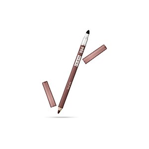 Pupa Milano True Lips Blendable Lip Liner - Dual-Ended Matte Lining Color and Brush - Light and Creamy, Hydrating, High Pigment, Smudge Proof Formula - Paraben Free - 004 Plain Brown - 0.042 oz