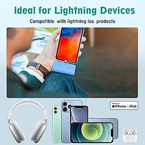 KKD Portable Charger for iPhone, Built-in MFi Certified Plug, 5000mAh Small Portable Phone Charger Power Bank for iPhone 14/13/12/11/XR/X/SE/8/7/6/6s/Pro Max/Plus,AirPods,iPad,Blue