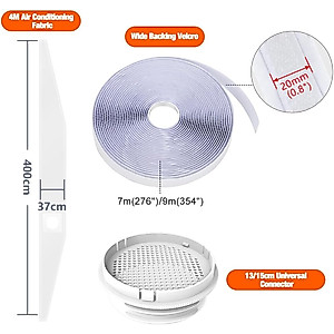 gulrear Portable Air Conditioner Window Seal Kit with Hose Connection Adapter 158"/400cm Portable A/C Window kit For Casement Windows Sealing AC Window Seal Vent Kit Hot Air Stop Air Exchange Guards…