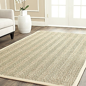 SAFAVIEH Natural Fiber Collection Accent Rug - 3' x 5', Natural & Beige, Border Herringbone Seagrass Design, Easy Care, Ideal for High Traffic Areas in Entryway, Living Room, Bedroom (NF115A)