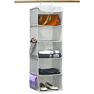 Simple Houseware 5 Shelves Hanging Closet Organizer, Gray